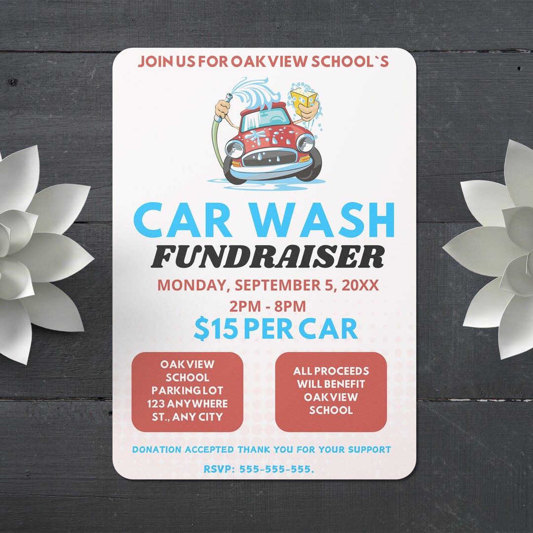 Editable Car Wash Fundraiser Flyer Template, Digital Car Wash Flyer ...
