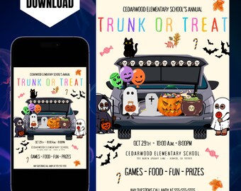 EDITABLE Trunk or Treat Flyer/invitation Printable Halloween Invitation ...