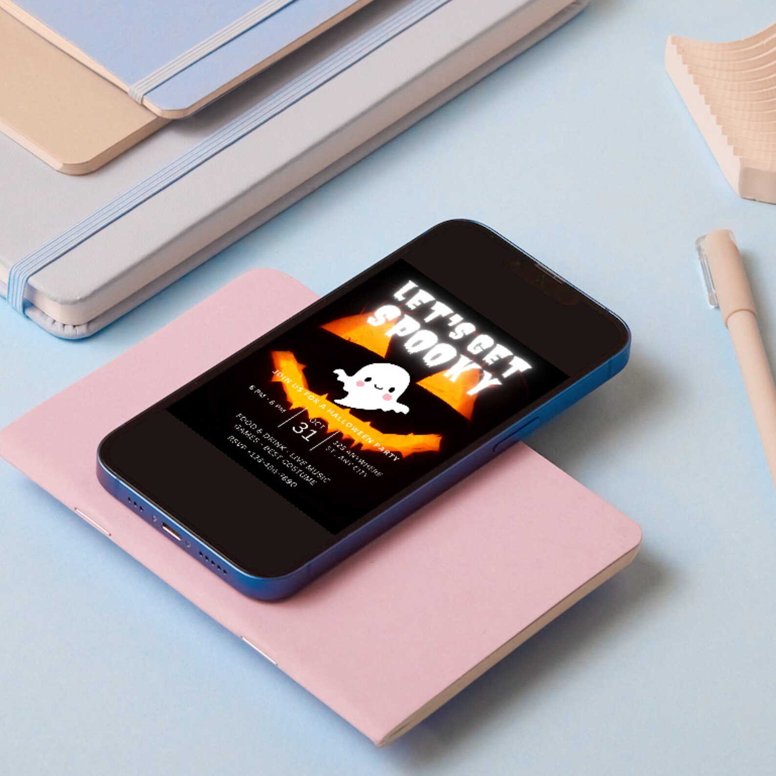 Editable Lets Get Spooky Invitation, Digital Let's Get Spooky Halloween ...