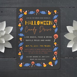 Editable Candy Drive Halloween Fundraiser Flyer, Digital Halloween ...