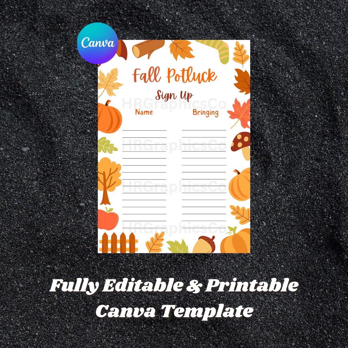 Editable Fall Potluck Sign up Sheet, Potluck Sign-up Sheet Invitation ...
