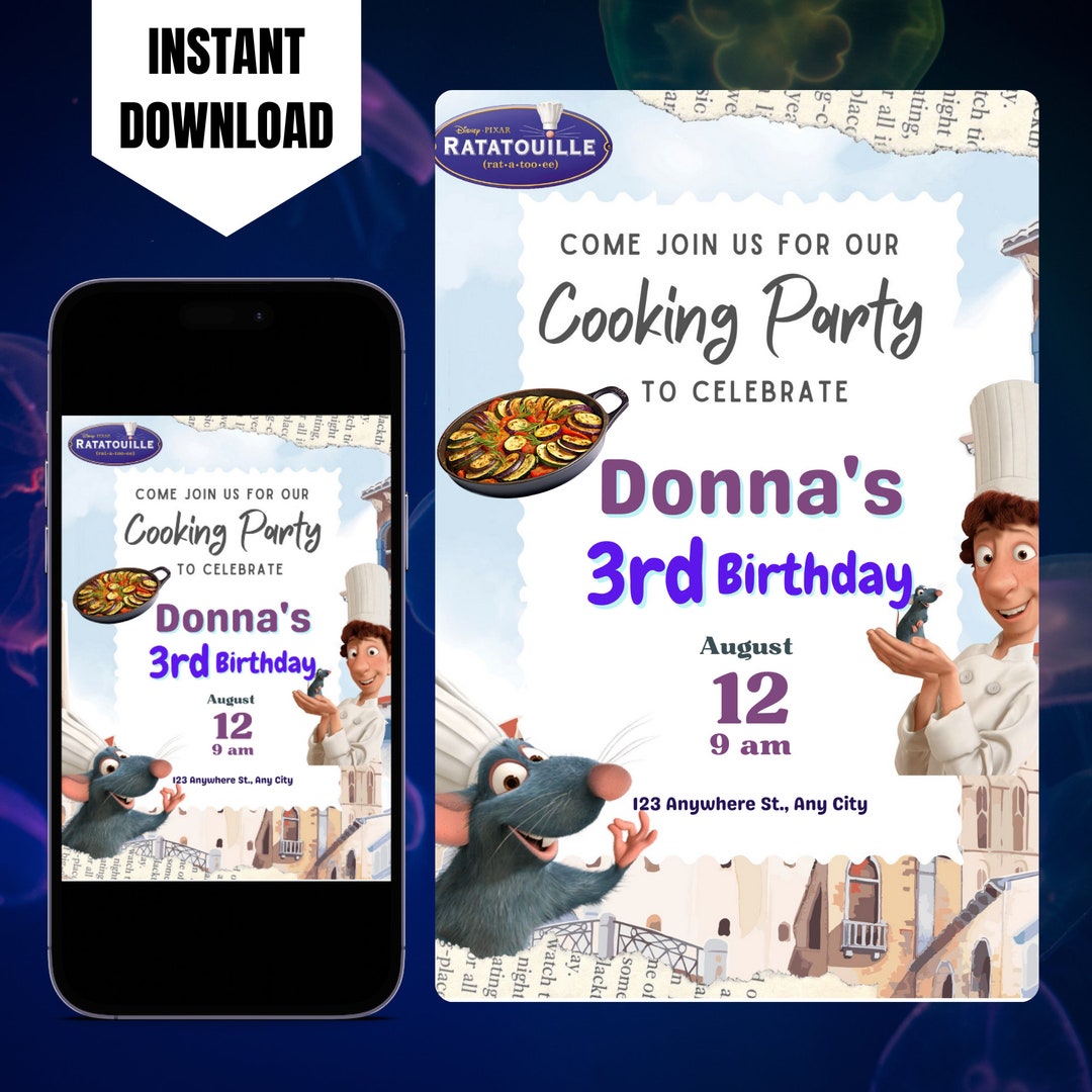 Editable Ratatouille Invitation Digital Ratatouille Birthday - Etsy