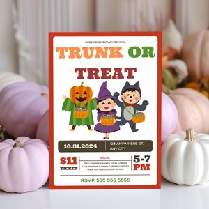 Editable Trunk or Treat Halloween Fundraiser Flyer, Digital Halloween ...
