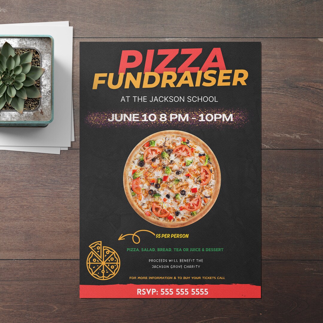 Editable Pizza Fundraiser Flyer Template, Digital Pizza Dinner Flyer ...