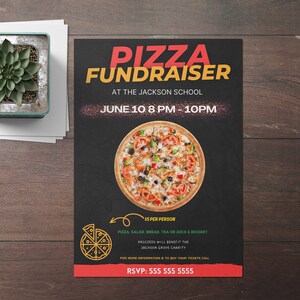 Editable Pizza Fundraiser Flyer Template, Digital Pizza Dinner Flyer ...
