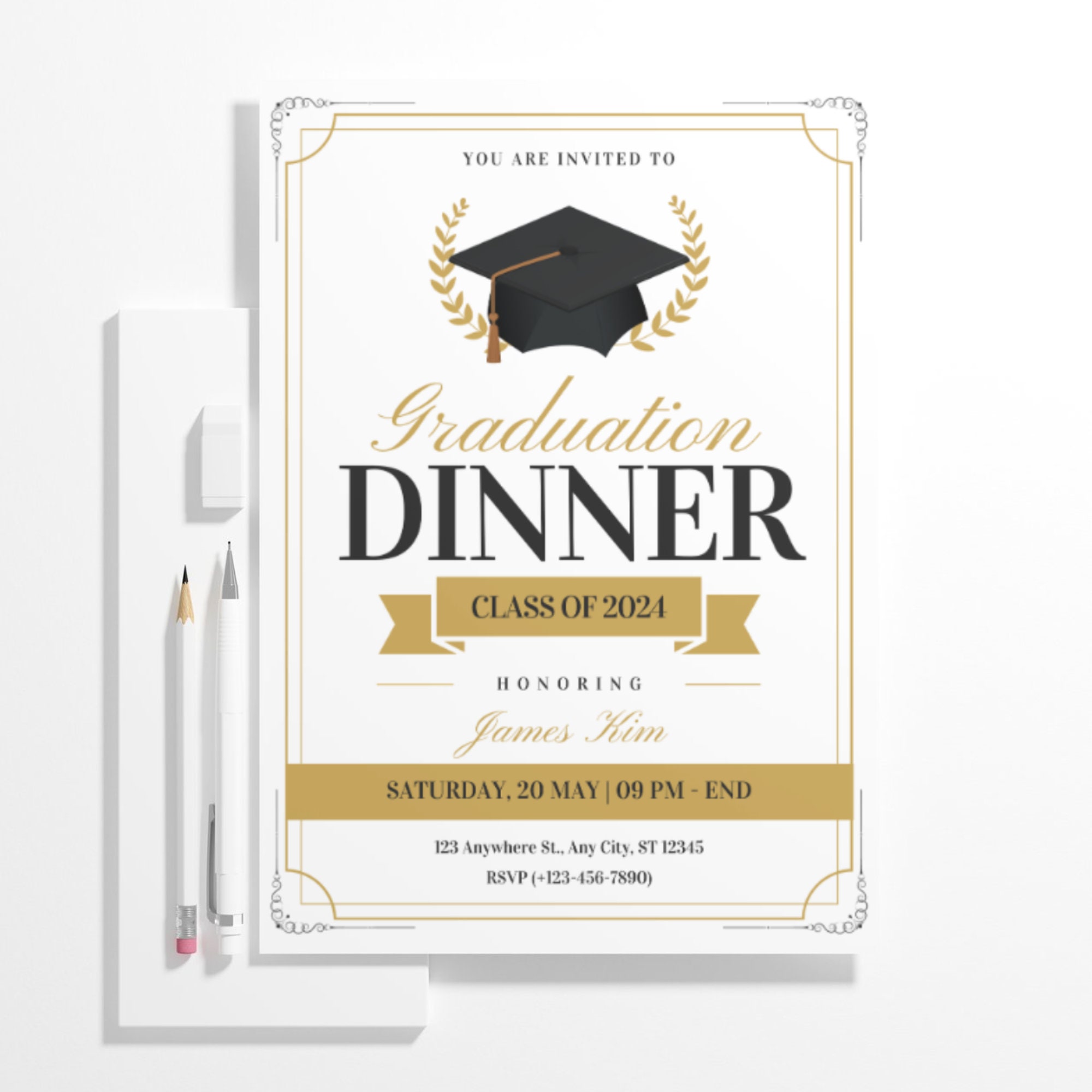Editable Graduation Dinner Invitation Template, Printable Graduation ...