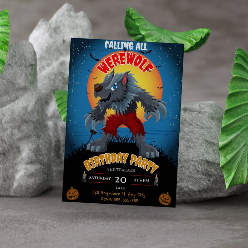 Editable Werewolf Birthday Party Invitation: Halloween Theme (digital ...