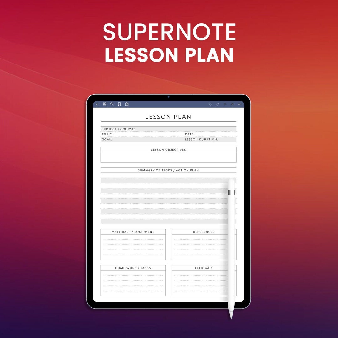 Supernote Lesson Plan Template, Supernote Template, Supernote A5X / A6X ...
