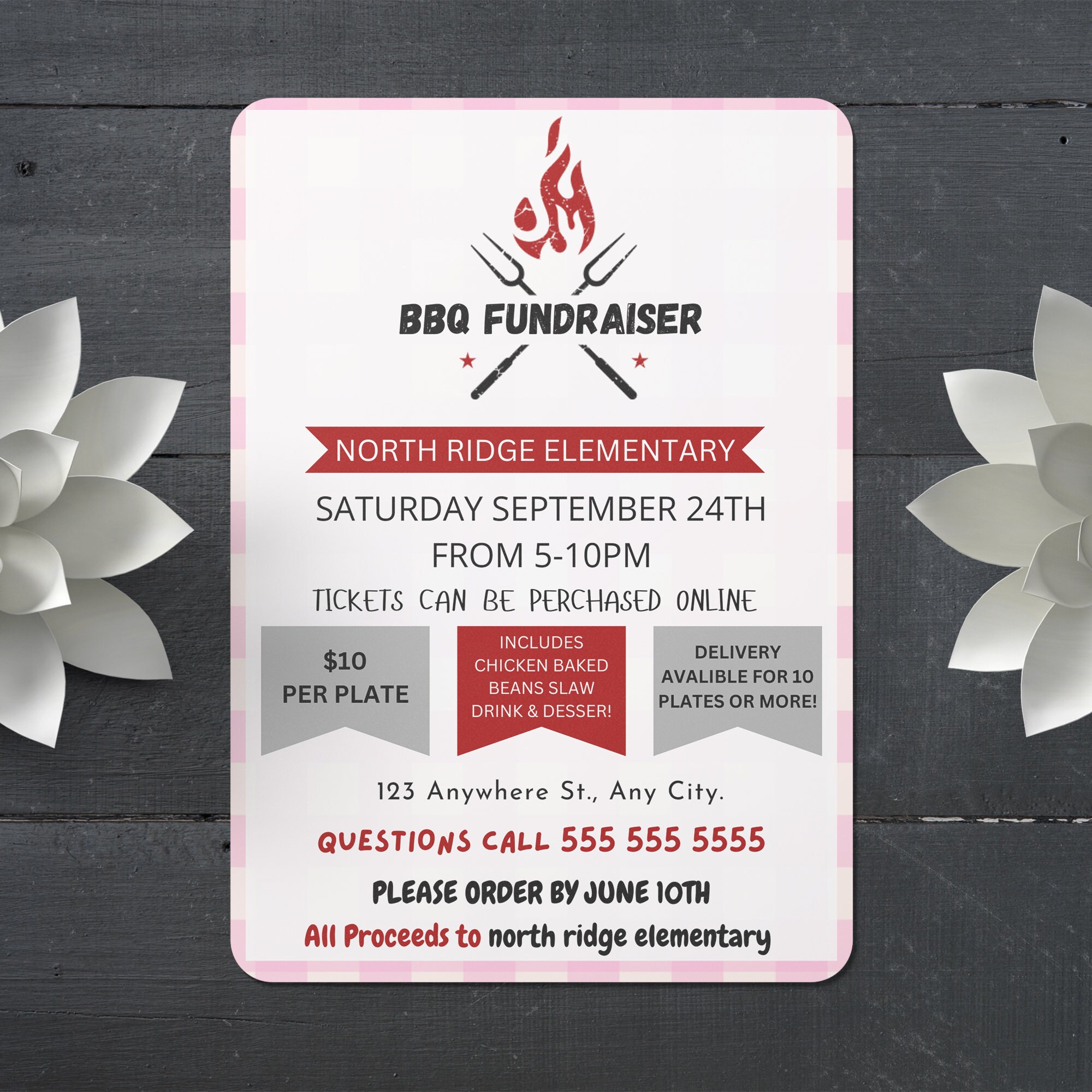 Editable BBQ Fundraiser Flyer Template: School, Church, Charity ...