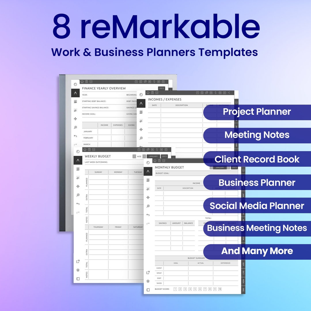8 Remarkable Work & Business Templates Bundle, Remarkable 2 Templates ...