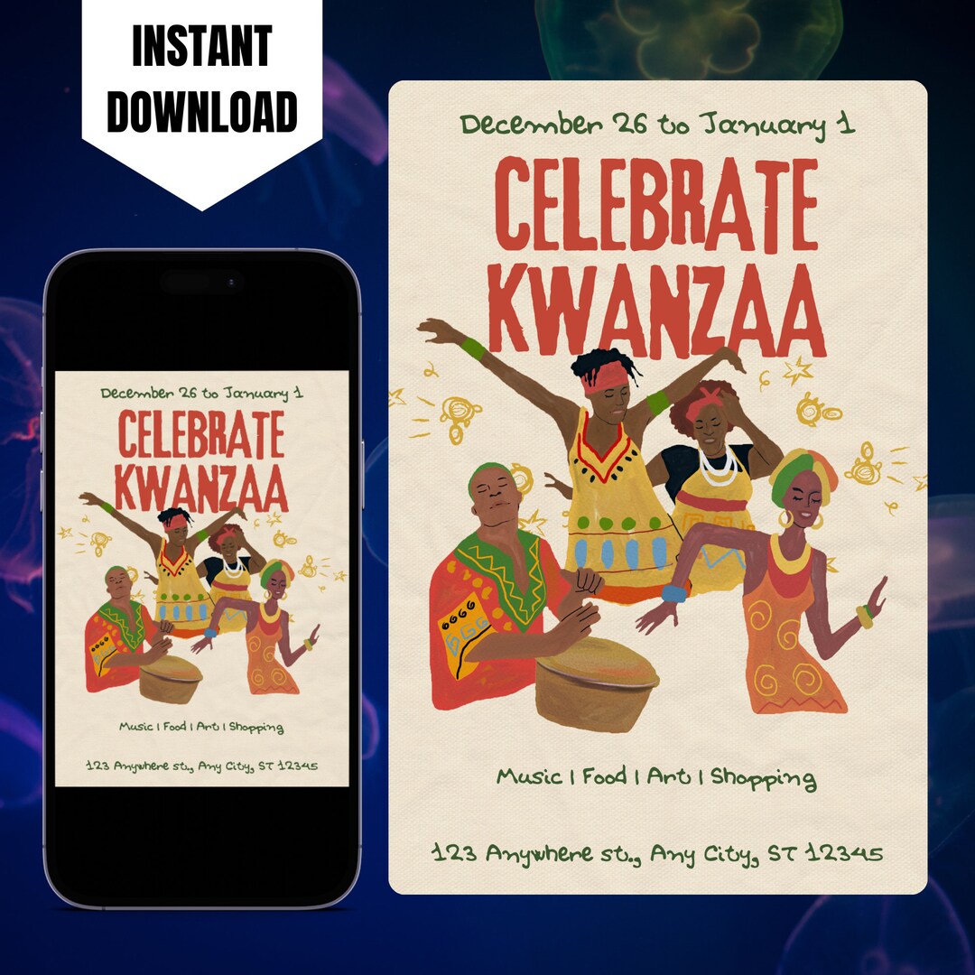 Editable Kwanzaa Invitation | Kwanzaa Celebration Invite | Digital ...