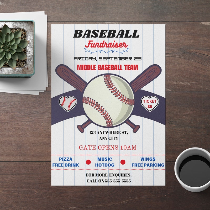 Baseball Fundraiser Editable Flyer - Etsy