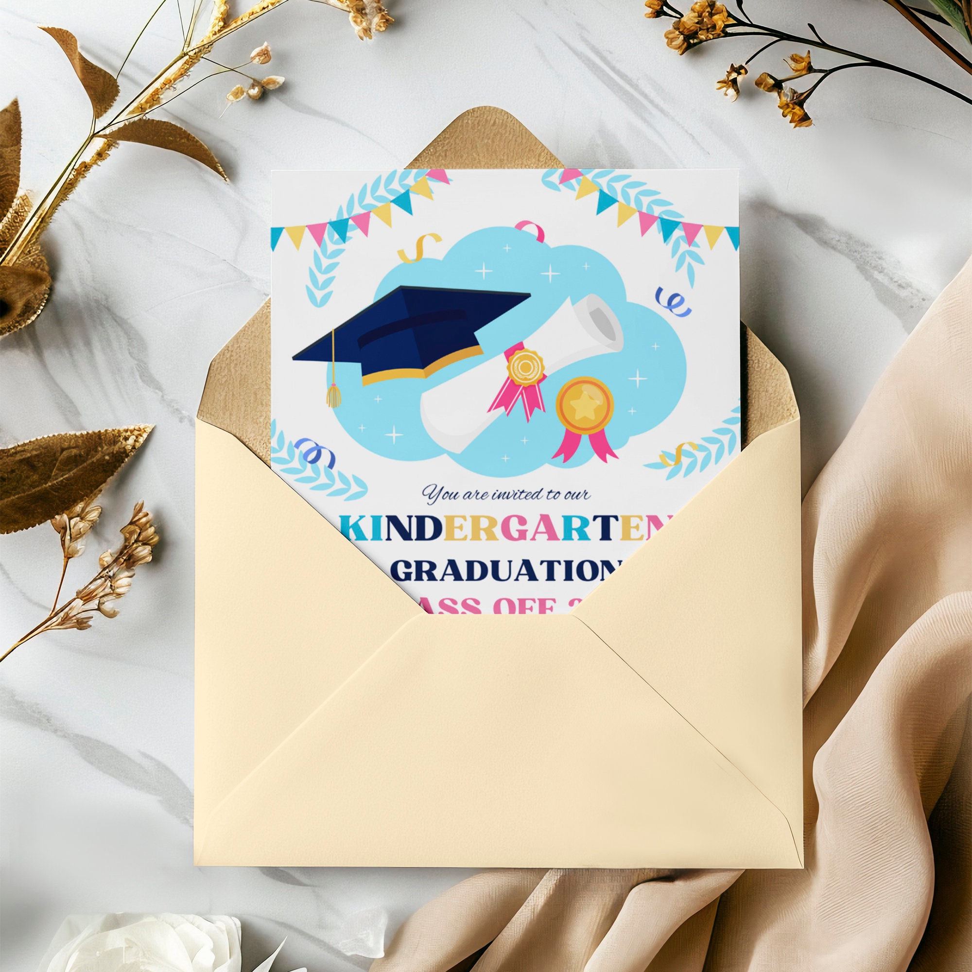Editable Kindergarten Graduation Invitation, Printable Moving up ...