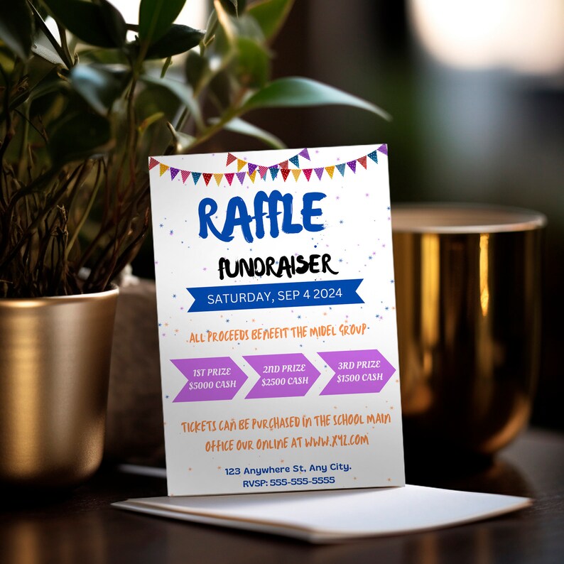 Editable Raffle Fundraiser Flyer Template, Digital Raffle Ticket ...