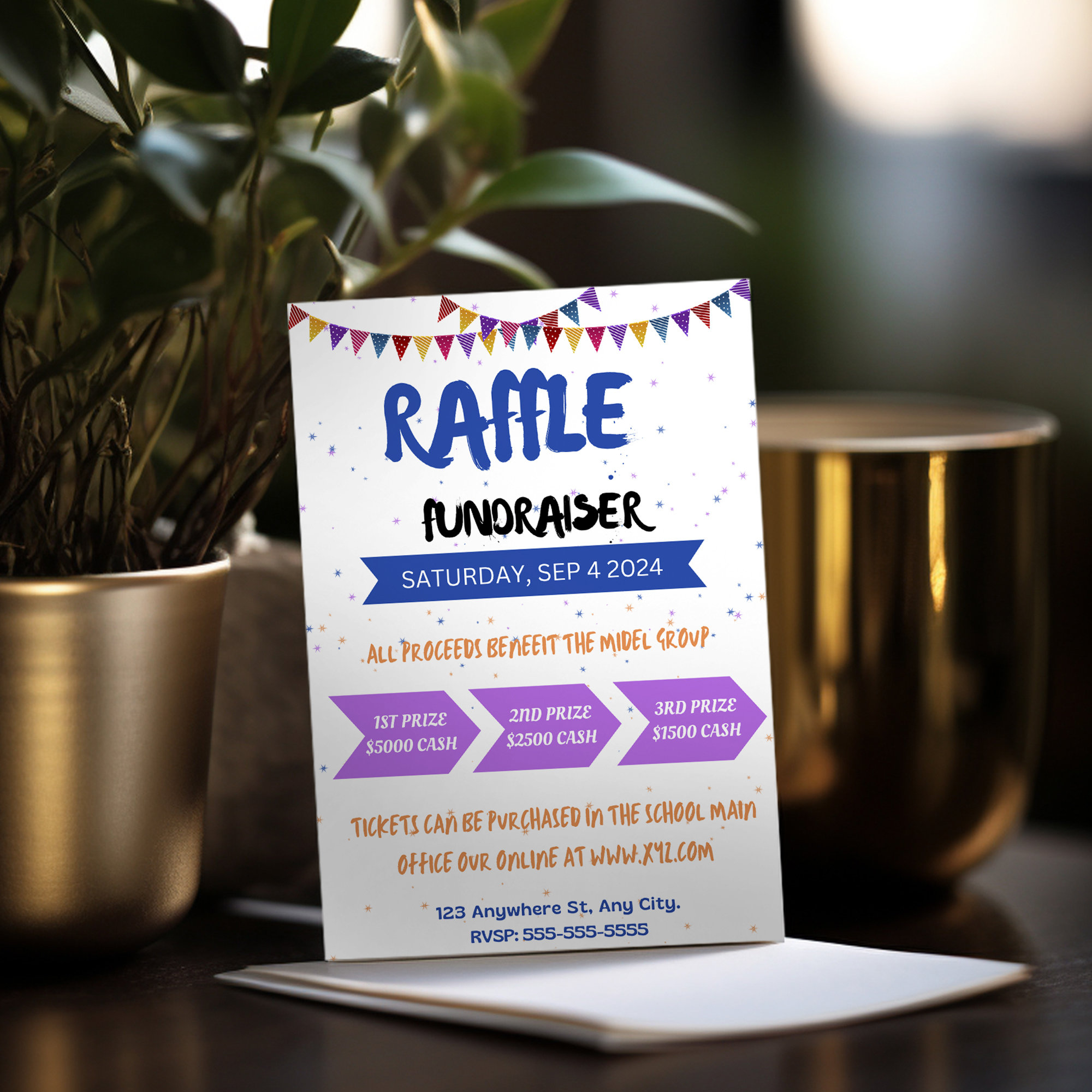 Editable Raffle Fundraiser Flyer Template, Digital Raffle Ticket ...