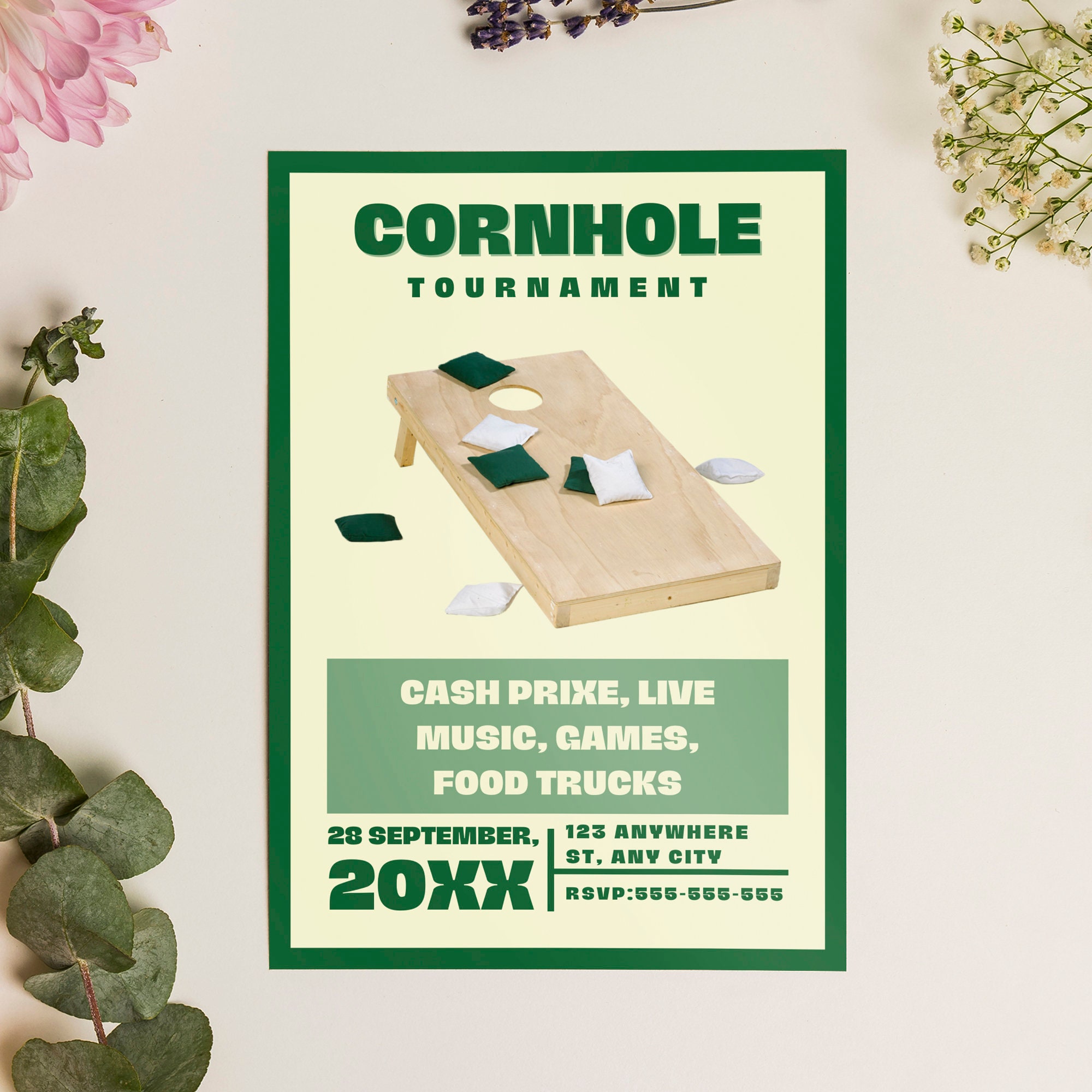 Editable Cornhole Tournament Flyer Template, Digital Cornhole ...