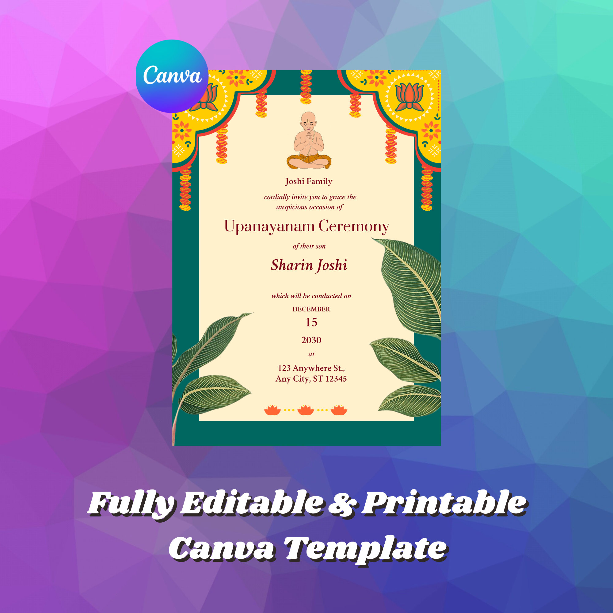 Upanayanam Ceremony Invitation as Thread Ceremony | Upanayanam Invite ...