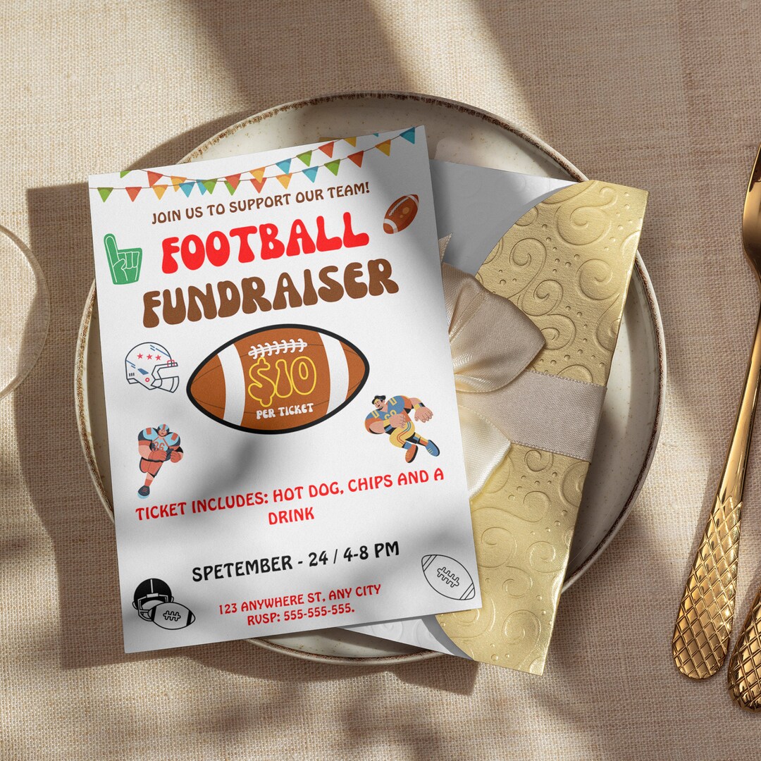 Editable Football Fundraiser Flyer Template, Digital Football Team ...
