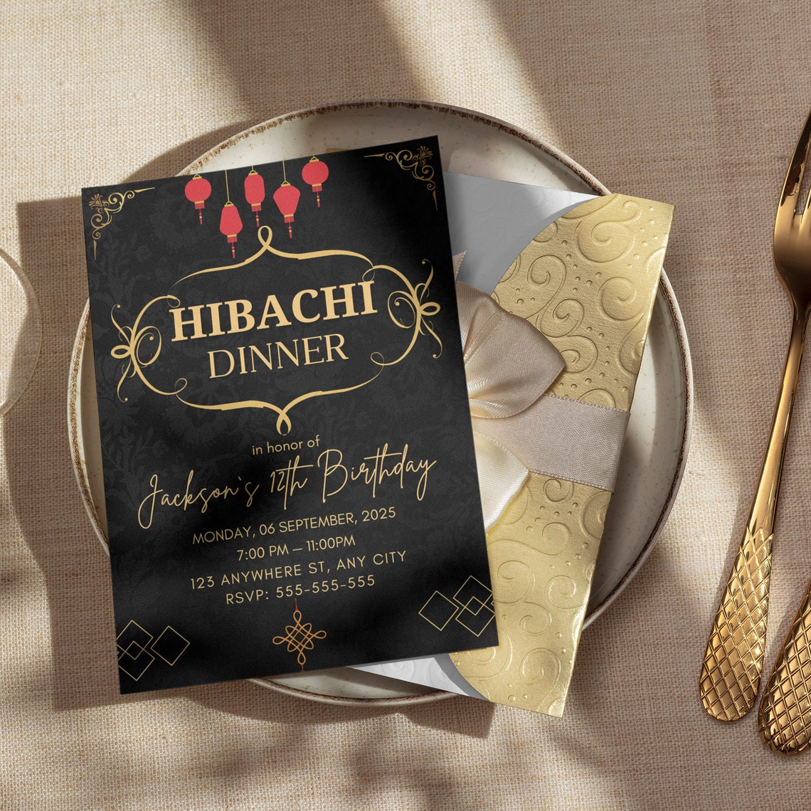 Editable Hibachi Birthday Dinner Invitation, Printable Hibachi Party ...