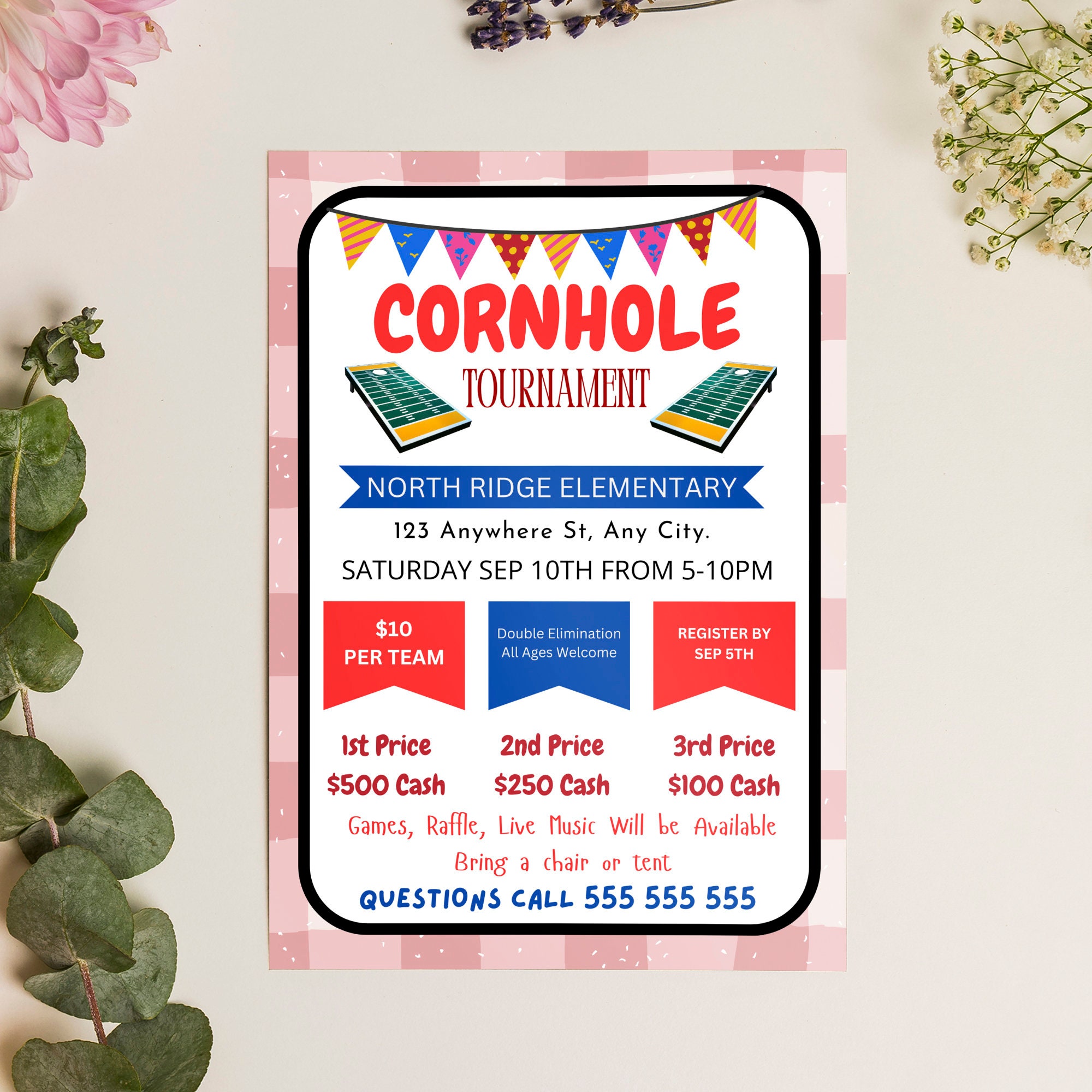 Editable Cornhole Tournament Flyer Template, Digital Cornhole ...
