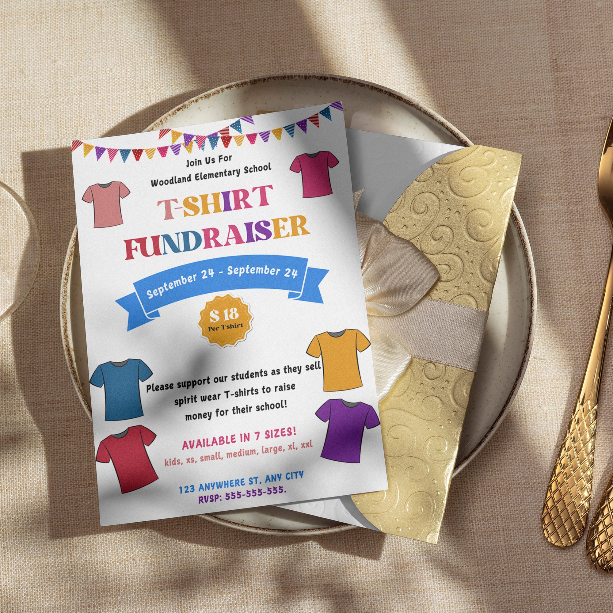 Editable T-shirt Fundraiser Flyer Template, Digital Printable PTO PTA ...