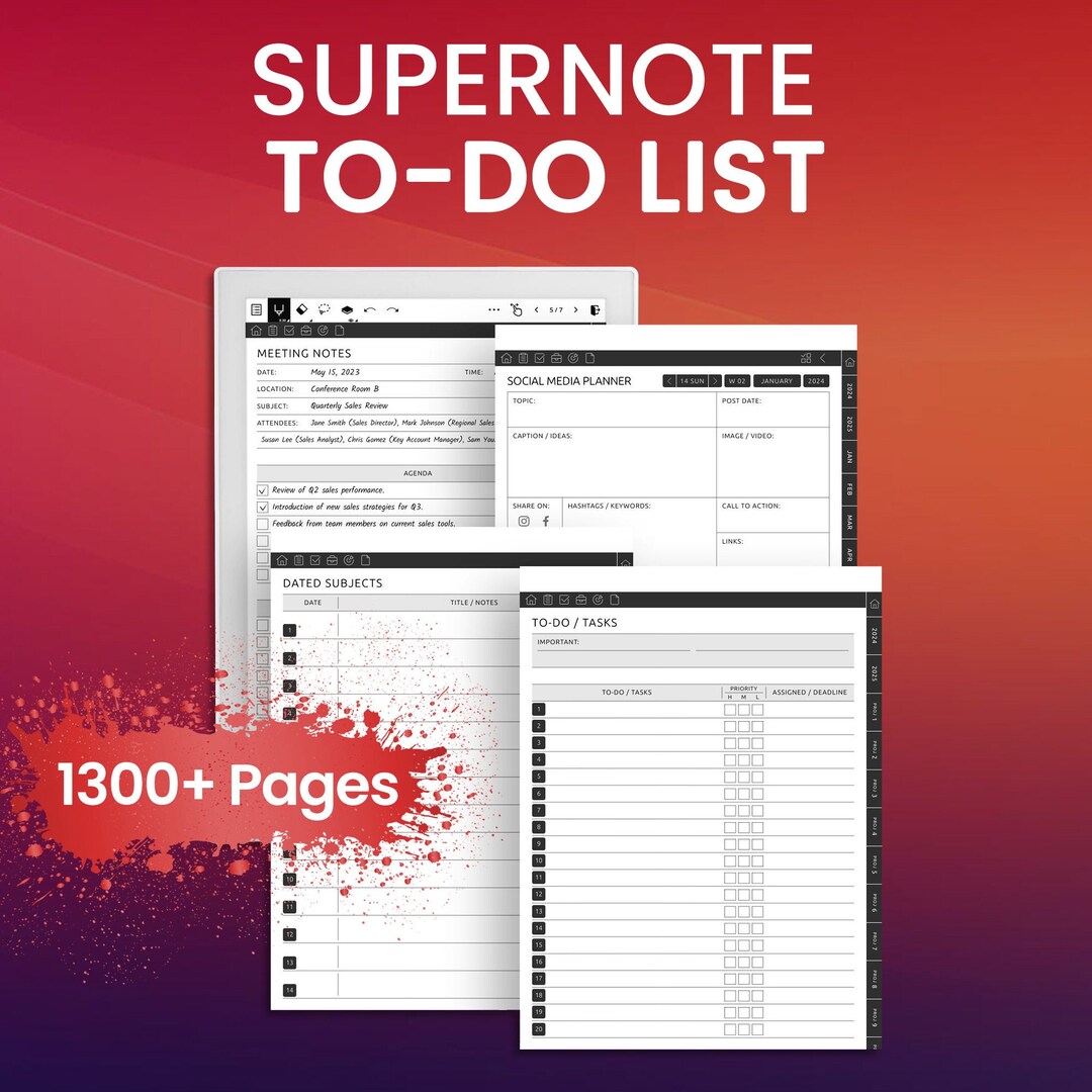 Supernote to Do List Template, Supernote Template, Supernote A5X / A6X ...