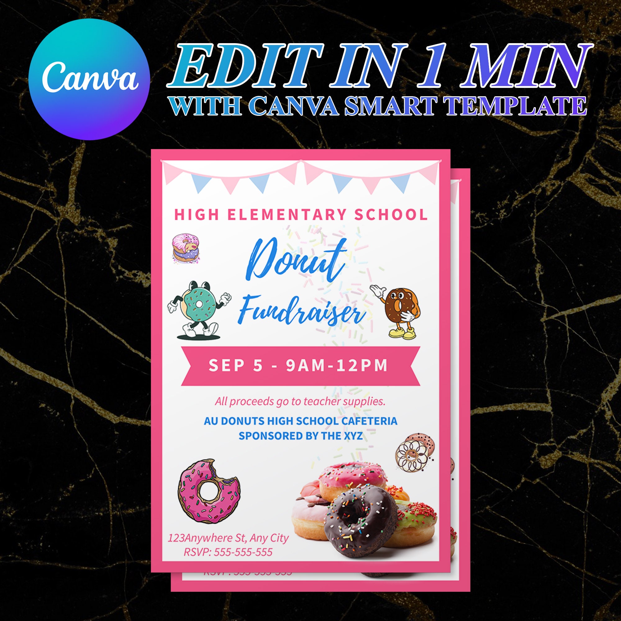 Editable Donut Fundraiser Flyer Template, Digital Donut Flyer ...