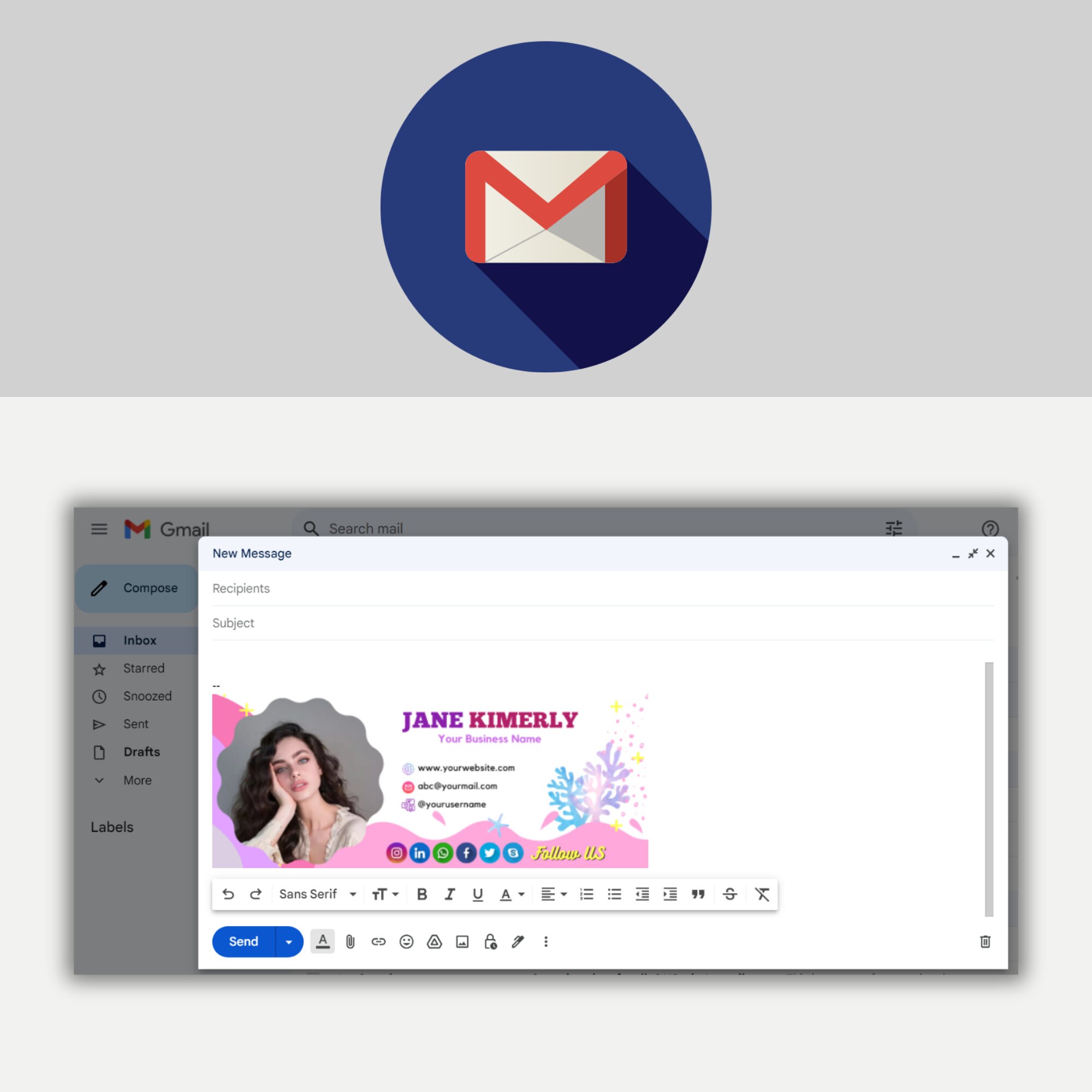 Gmail Signature Template, Canva Email Signature Design Gmail Outlook ...