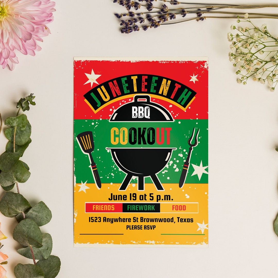 Editable Juneteenth BBQ Cookout Invitation Template (digital Download ...