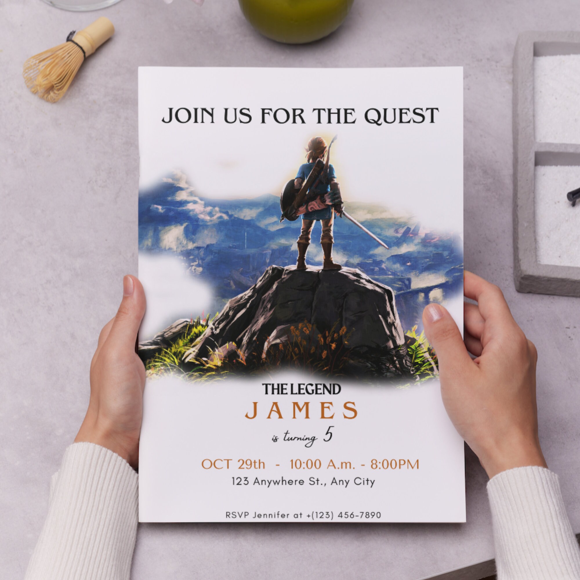 Watercolor Zelda Theme Birthday Invitation, Editable Zelda Tears of the ...