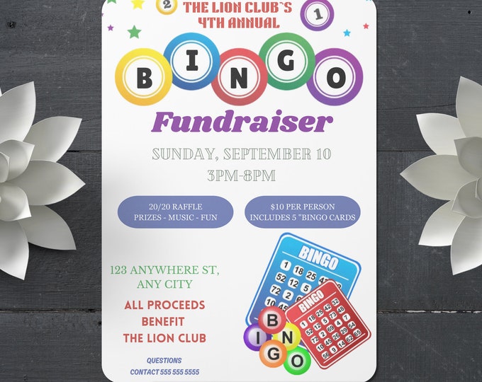 Editable Bingo Fundraiser Flyer Template, Digital Bingo Night Flyer ...
