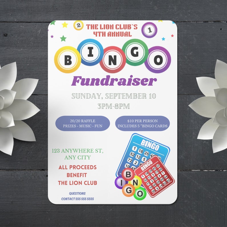 Editable Bingo Fundraiser Flyer Template, Digital Bingo Night Flyer ...