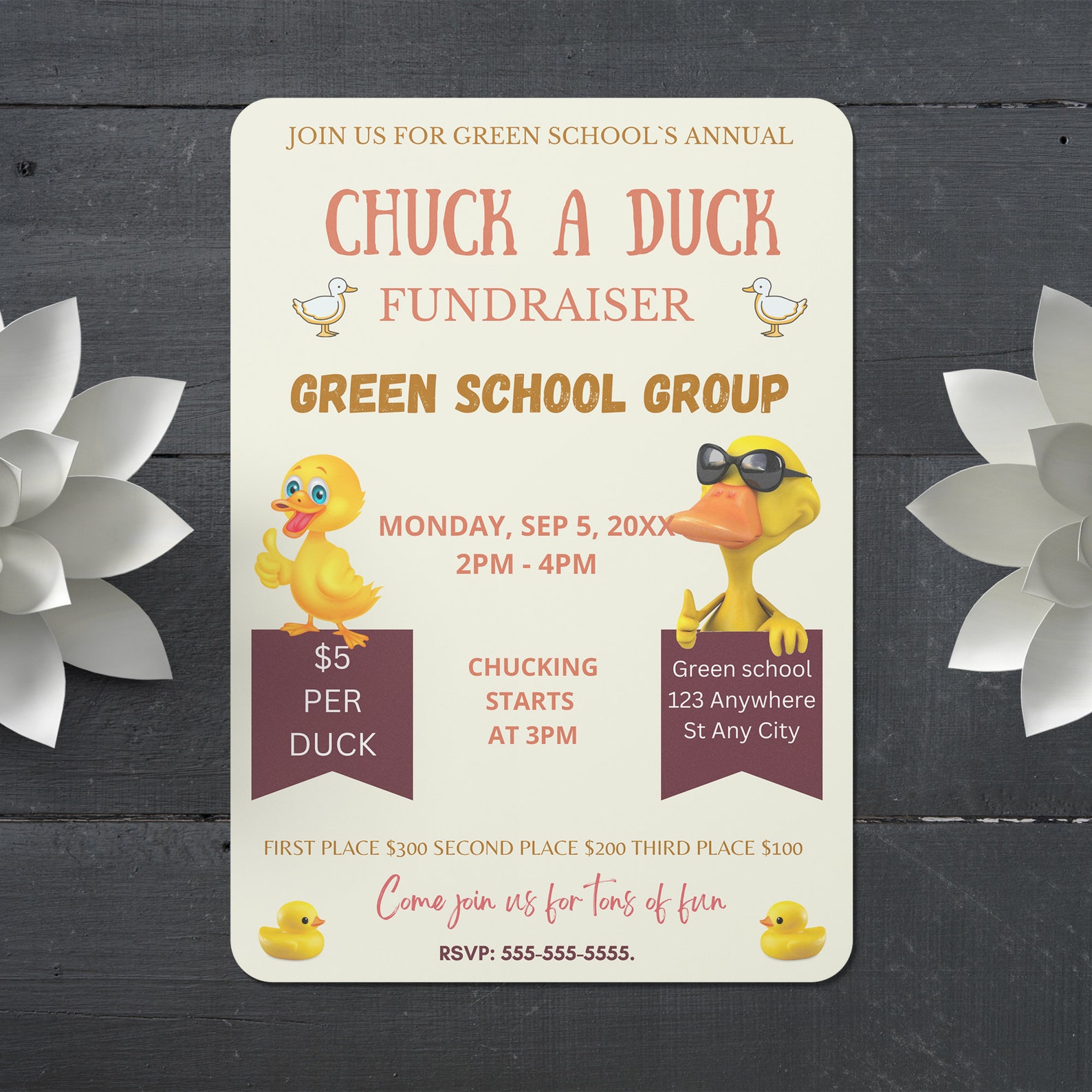 Editable Chuck a Duck Fundraiser Flyer Template, Digital Duck Derby ...