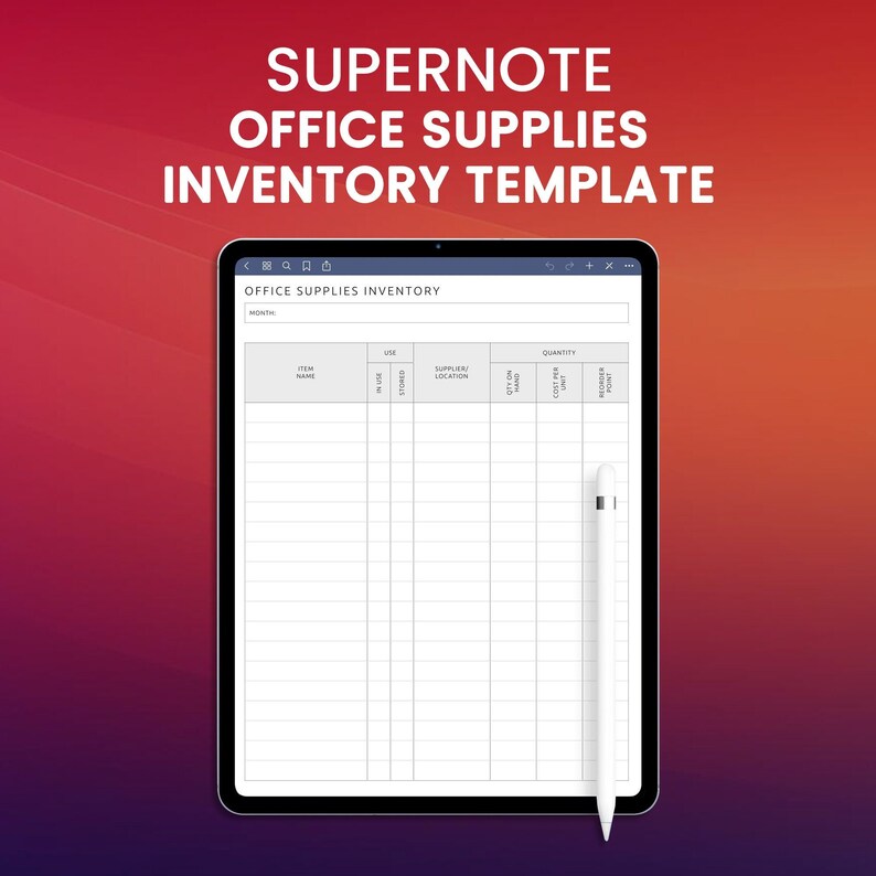 Supernote Office Supplies Inventory Template, Supernote Template ...