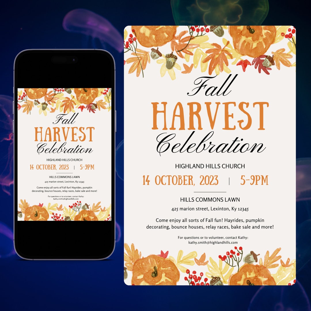 Editable Fall Harvest Celebration Invite, Fall Fest Flyer, Pumpkin Fest ...
