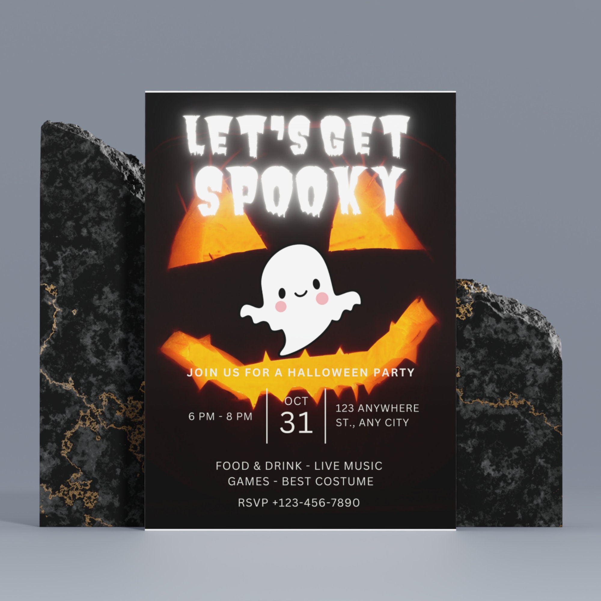 Editable Lets Get Spooky Invitation, Digital Let's Get Spooky Halloween ...