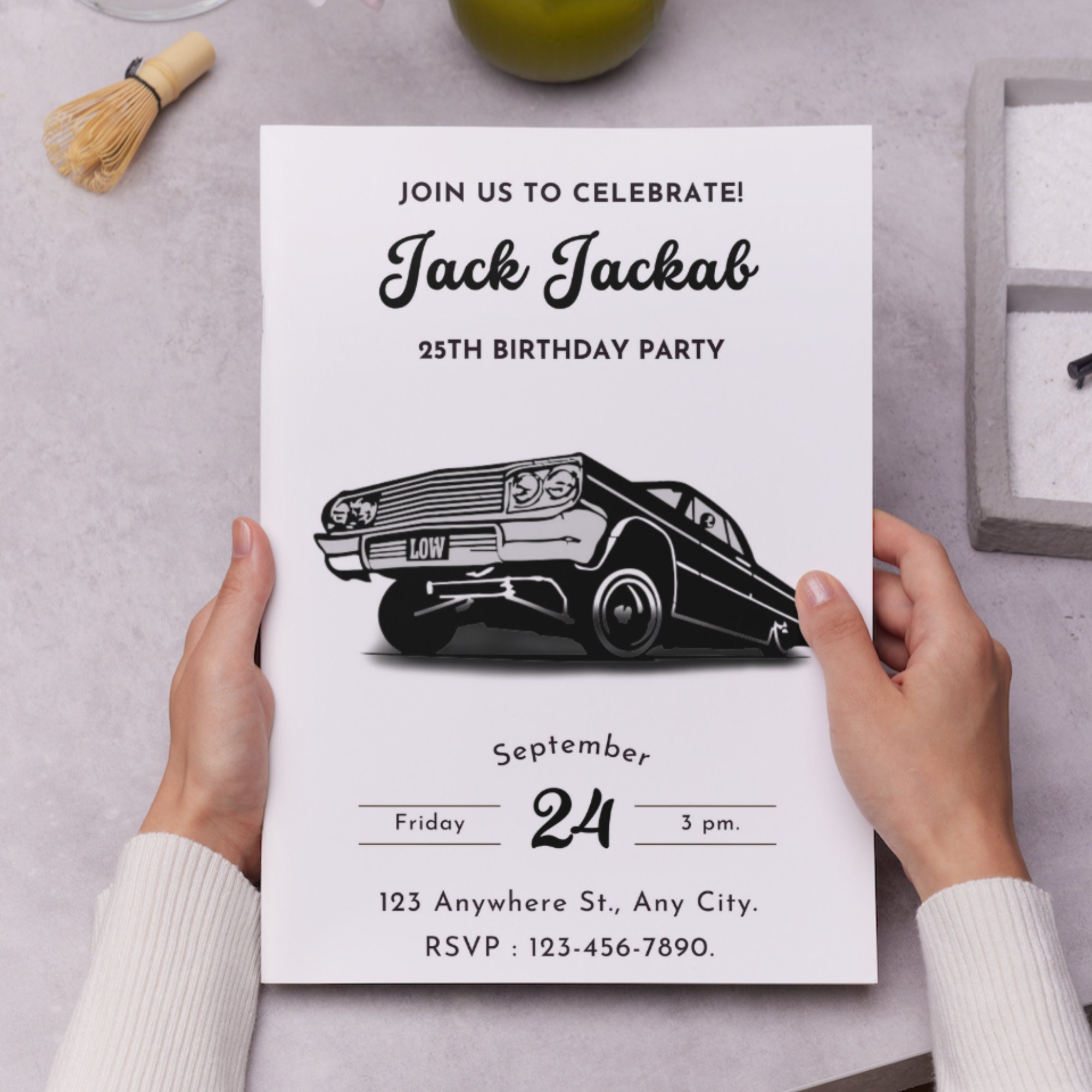 Editable Lowrider Birthday Invitation Template, Printable Black and ...