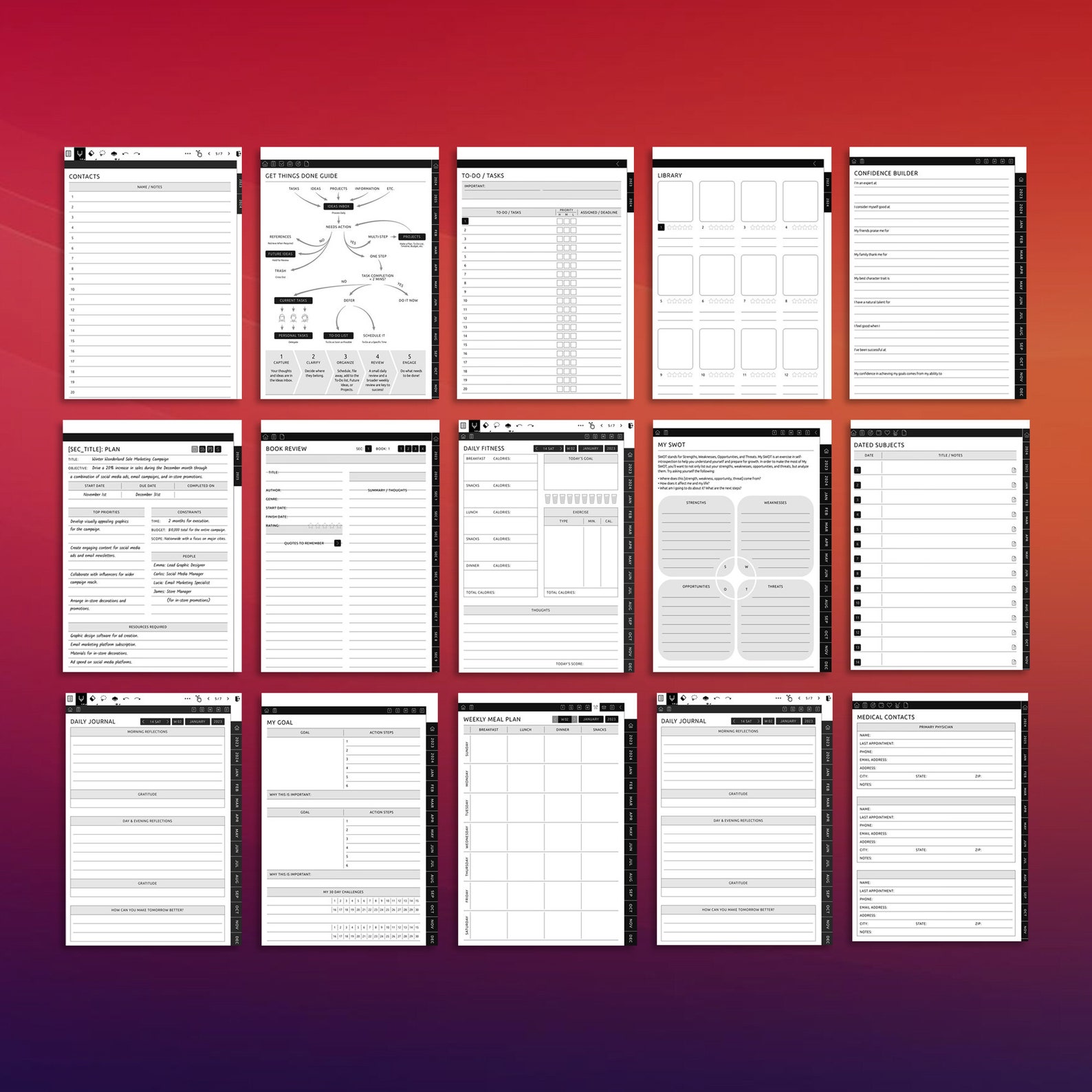 Supernote Project Planner Template, Supernote Template, Supernote A5X ...