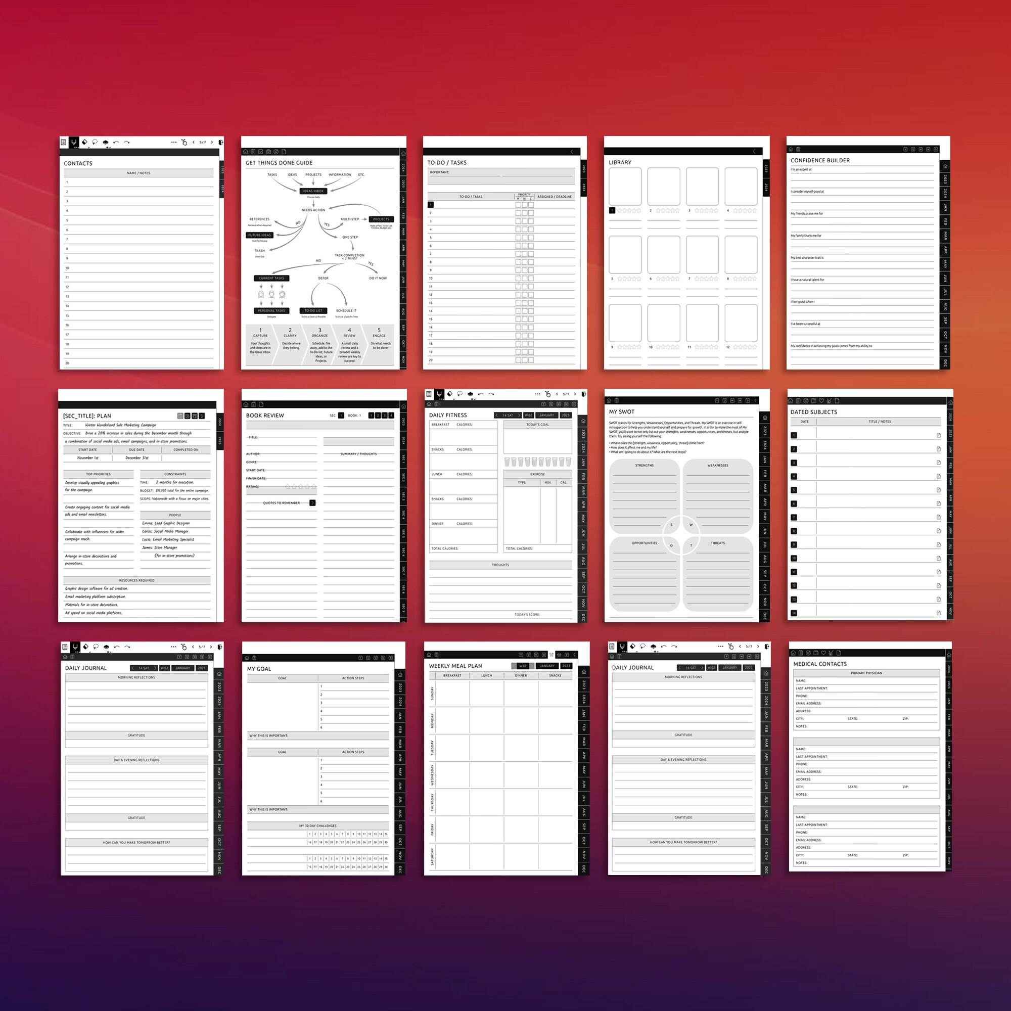 Supernote Project Planner Template, Supernote Template, Supernote A5X ...