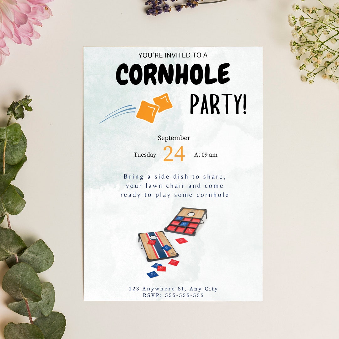 Editable Cornhole Birthday Invitation, Printable Cornhole Party ...