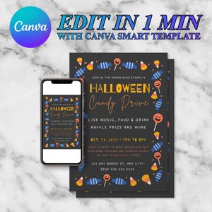 Editable Candy Drive Halloween Fundraiser Flyer, Digital Halloween ...