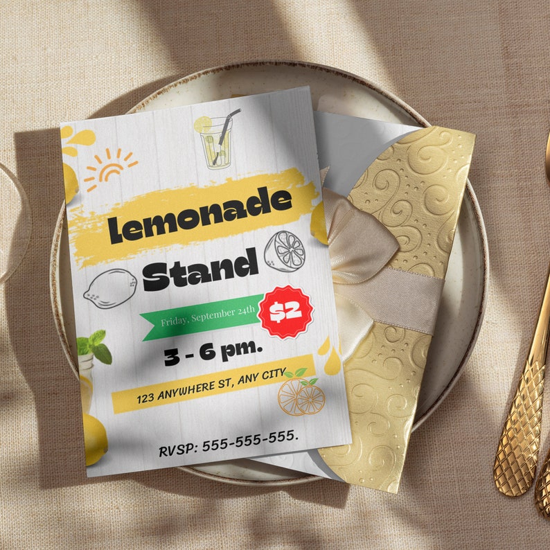 Editable Lemonade Stand Flyer Template, Digital Summer Fundraiser Flyer ...