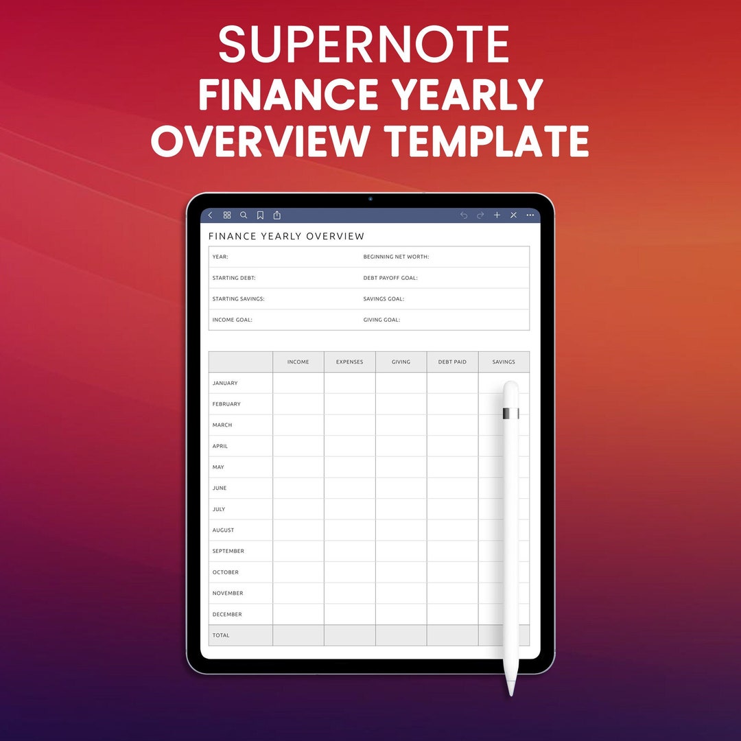Supernote Finance Yearly Overview Template, Supernote Template ...