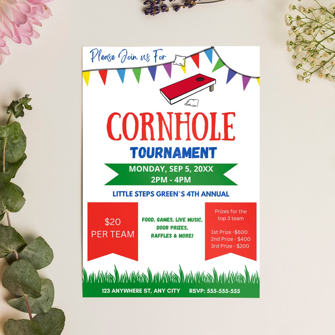 Editable Cornhole Tournament Flyer Template: Charity Fundraiser (canva ...