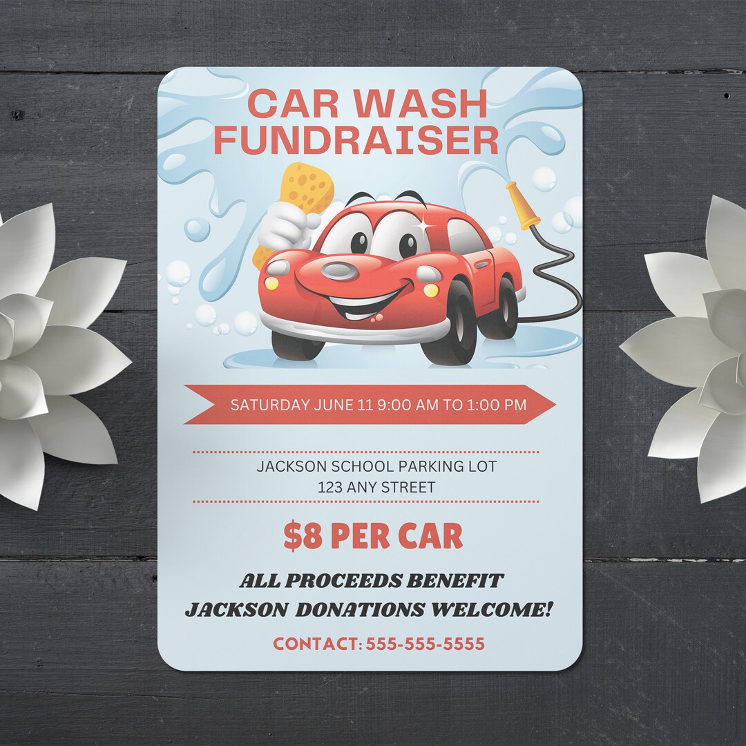 Editable Car Wash Fundraiser Flyer Template, Digital Car Wash Flyer ...