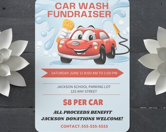 Editable Car Wash Fundraiser Flyer, Car Wash Advertisement, PTA PTO ...