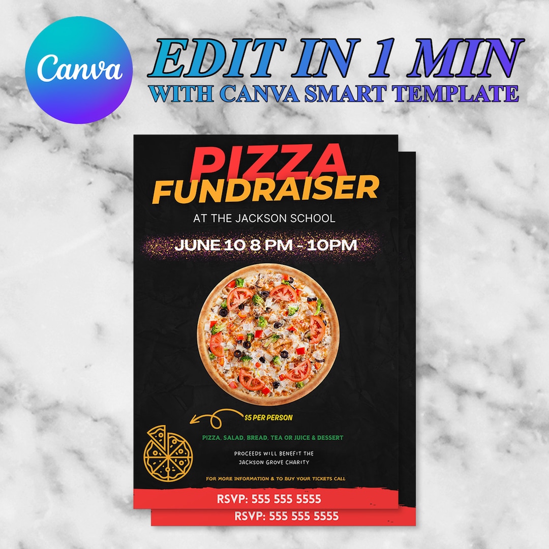 Editable Pizza Fundraiser Flyer Template, Digital Pizza Dinner Flyer ...