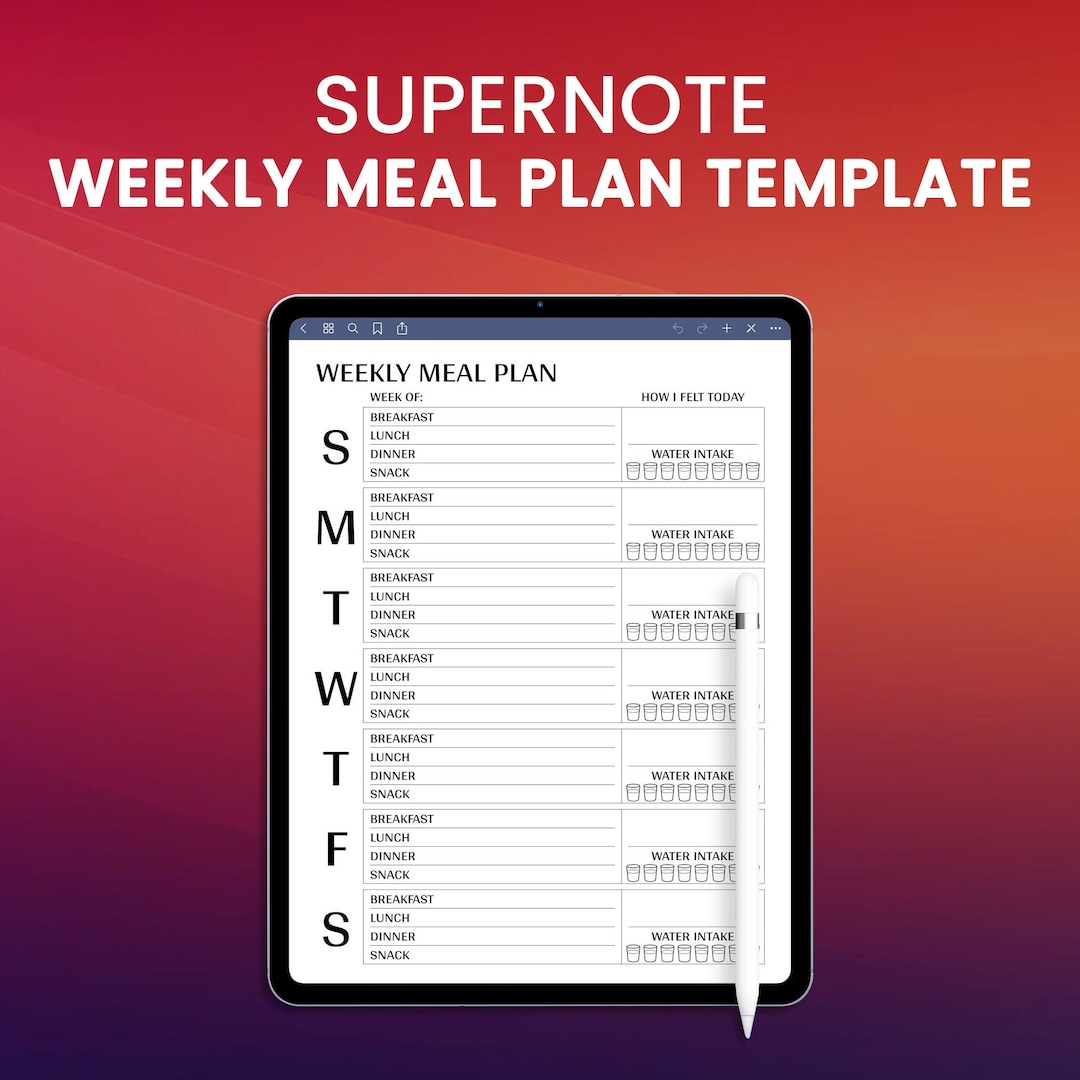 Supernote Weekly Meal Plan Template, Supernote Template, Supernote A5X ...