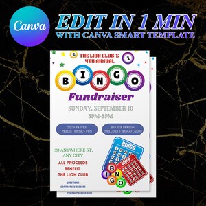 Editable Bingo Fundraiser Flyer Template, Digital Bingo Night Flyer ...