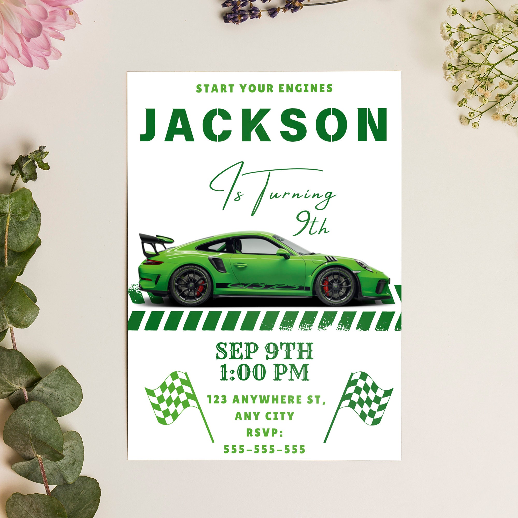 Editable Porsche Invitation, Printable Porsche Sport Car Birthday ...